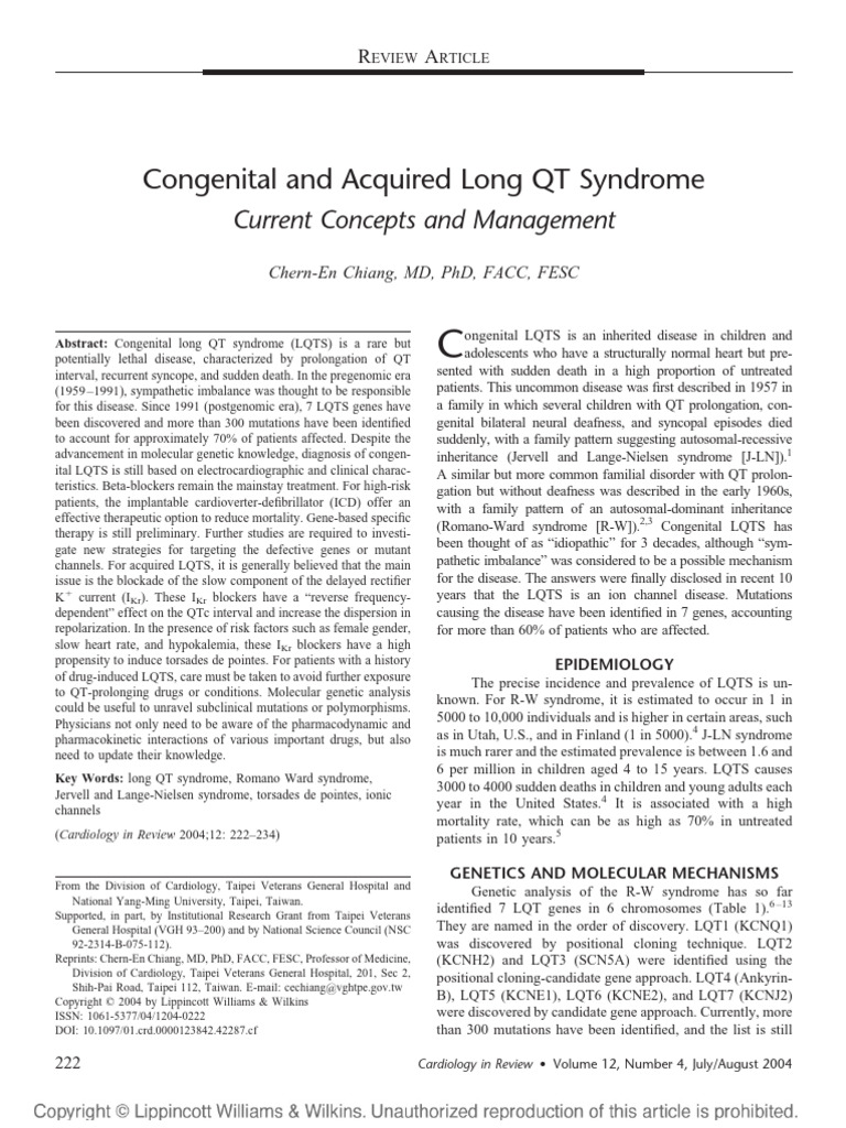 Congenital and Acquired Long QT Syndrome - Current Concepts and ...