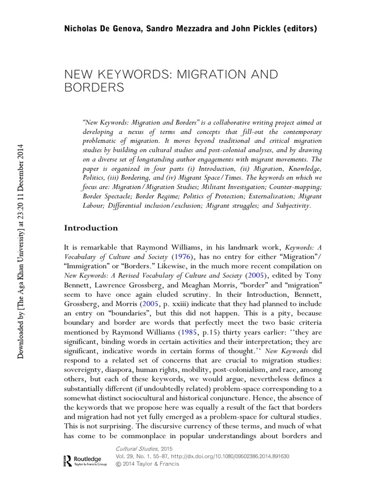 New Keywords Migration and Borders | PDF | Human Migration | Liberal ...