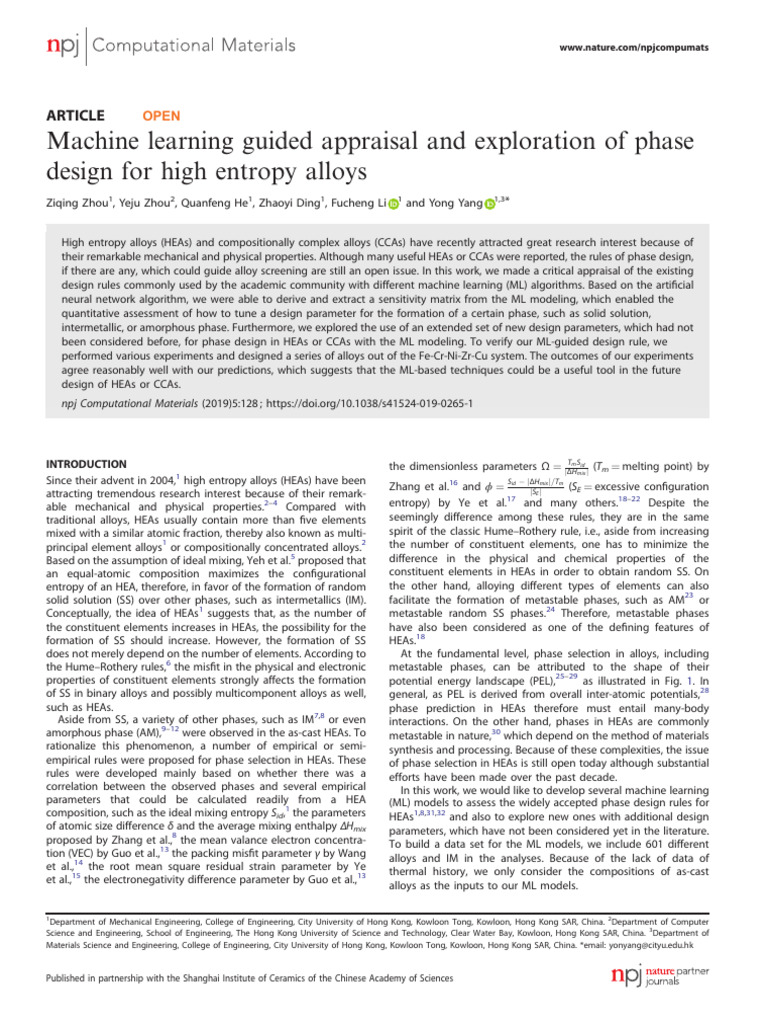 Zhou Et Al. - 2019 - Machine Learning Guided Appraisal and Exploration of Phase Design For High ...