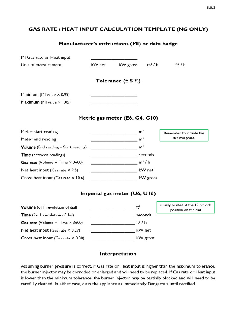 Gas Rate Template | PDF | Gases | Volume