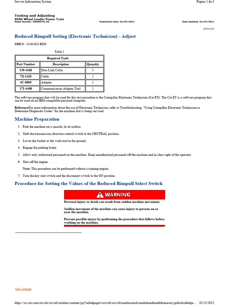 09 Reduced Rimpull Setting (Electronic Technician) - Adjust | PDF | Machines | Computer Engineering