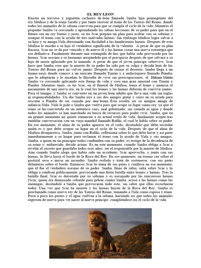 El Rey Leon Pdf