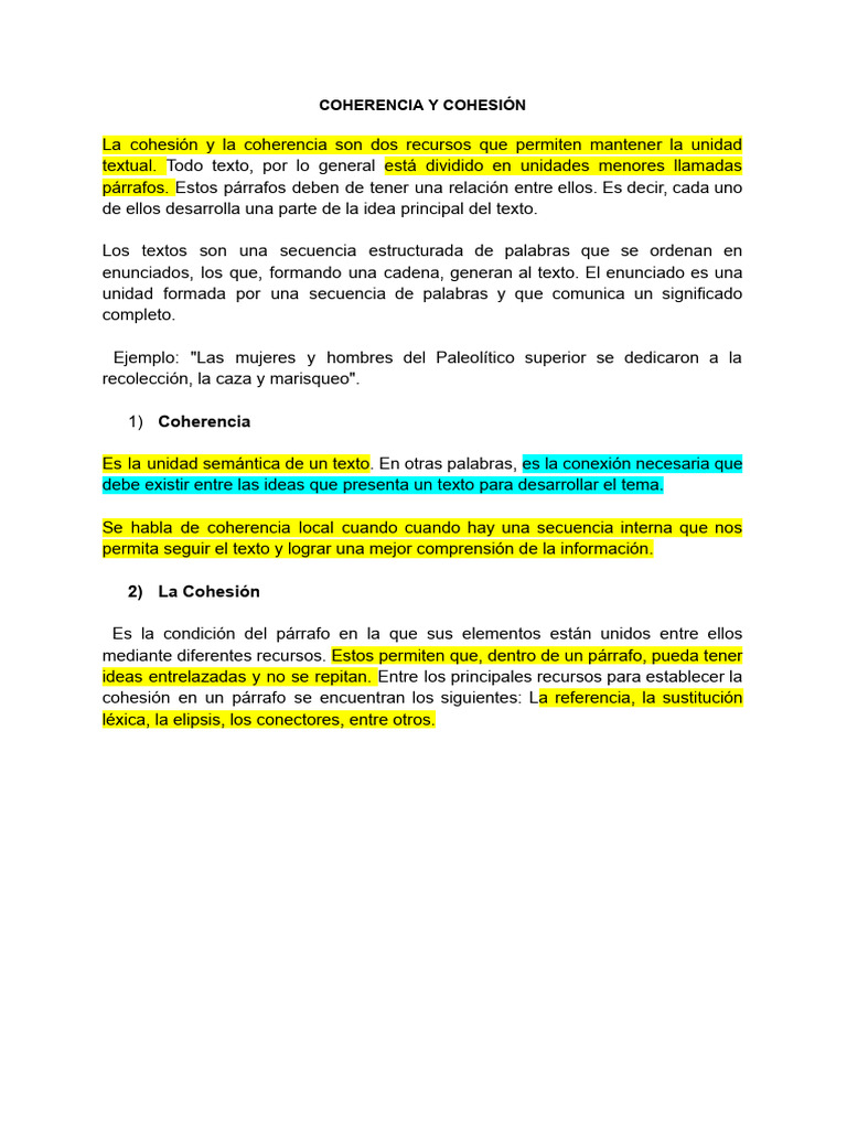 Coherencia y Cohesión de Textos | PDF | Palabra