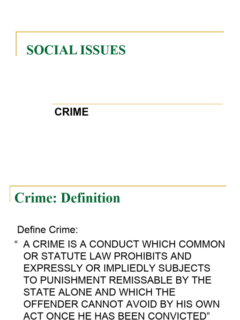 Social Issues - Crime-Lecture 4 - 2 | PDF | Crimes | Crime & Violence