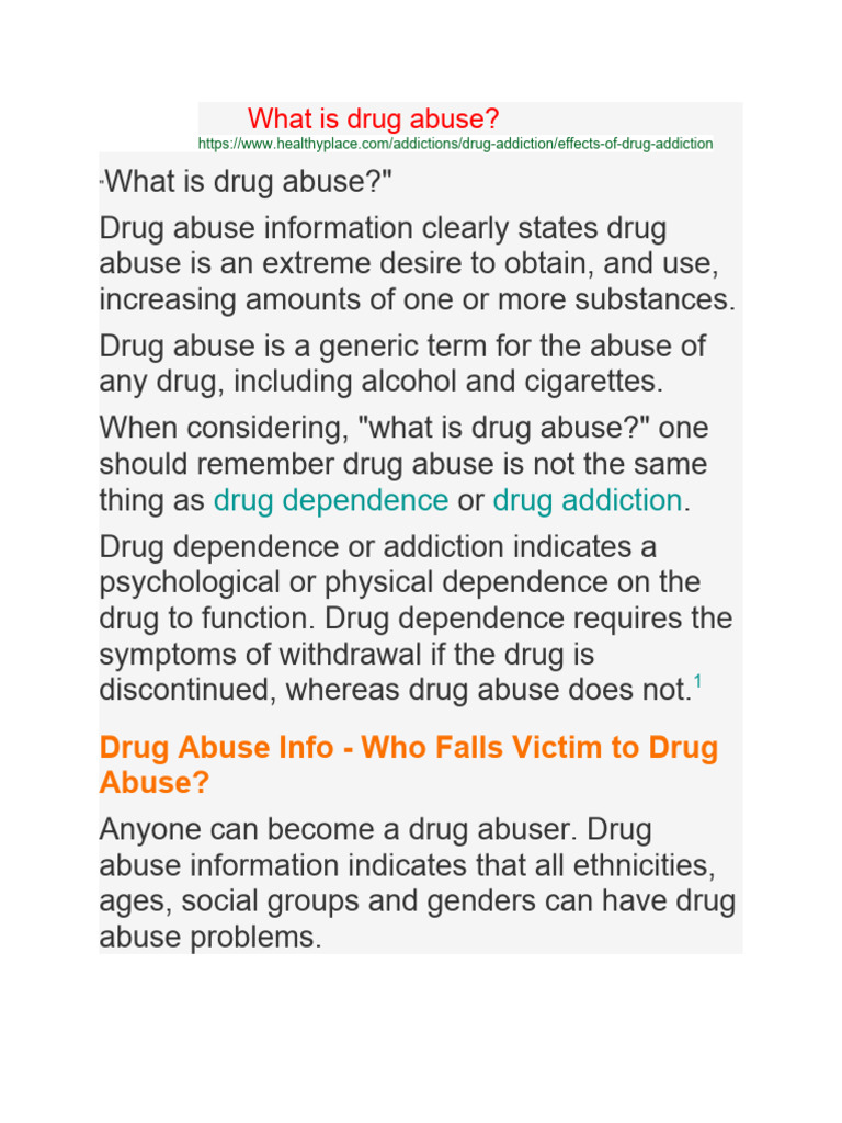SUBSTANCE Abuse | PDF | Substance Abuse | Substance Dependence