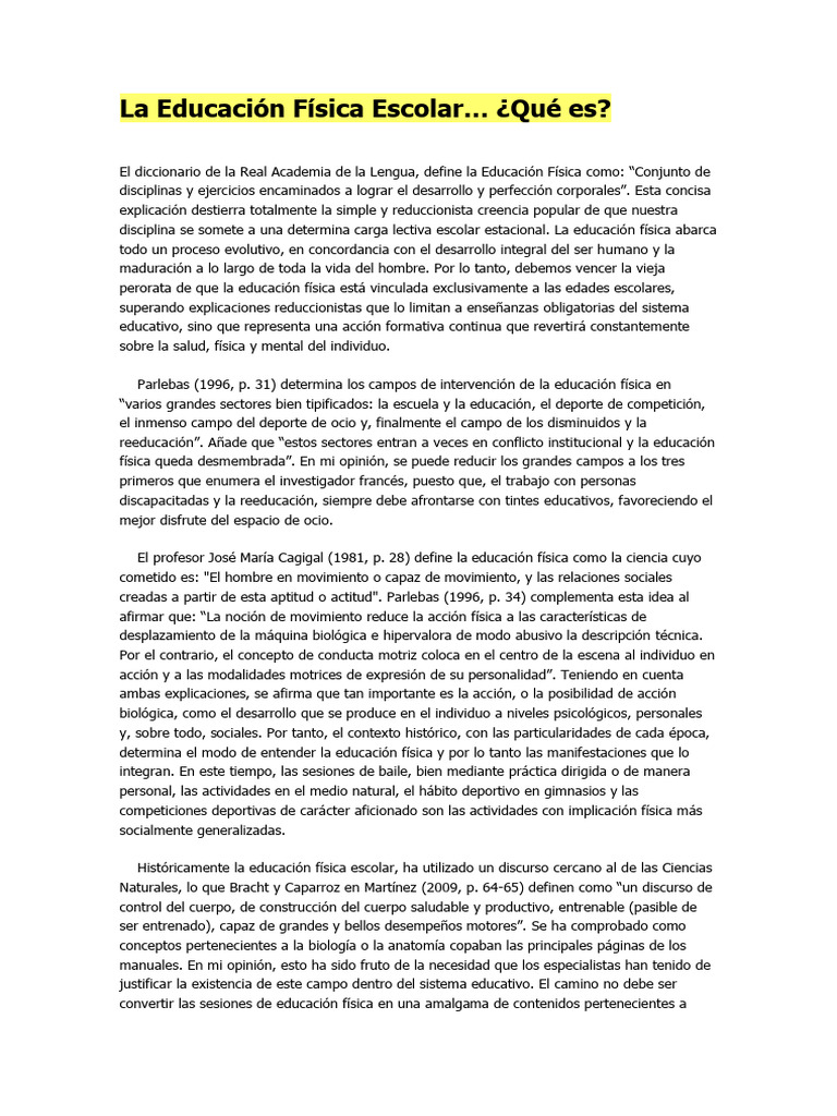 Importancia de la Educación Física | PDF | Educación Física