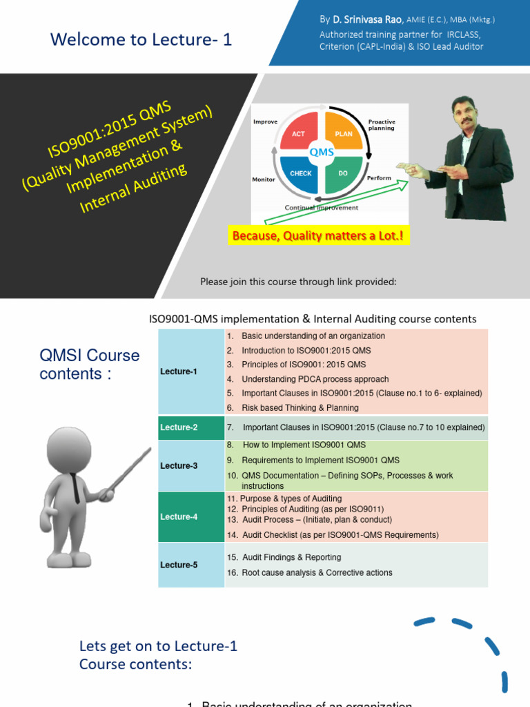 2 - ISO9001-QMSI-Lecture-01 PDF | PDF | Iso 9000 | Quality Management System