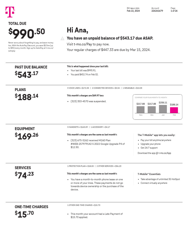 Detailed Bill Feb 2024 | PDF | T Mobile Us | I Phone