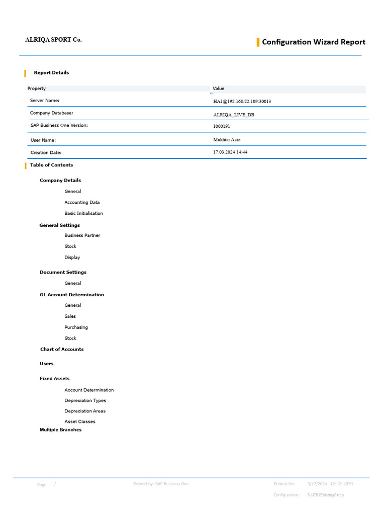 ALRIQA SAP B1 Blueprint Document | PDF | Depreciation | Accounts Payable