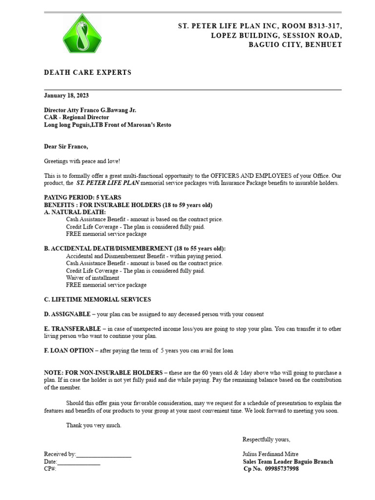 Presentation Letter For Baguio | PDF | Personal Finance | Economies