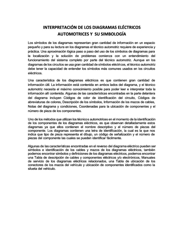 Interpretacion de Los Diagramas Electricos Automotrices y Su Simbologia ...
