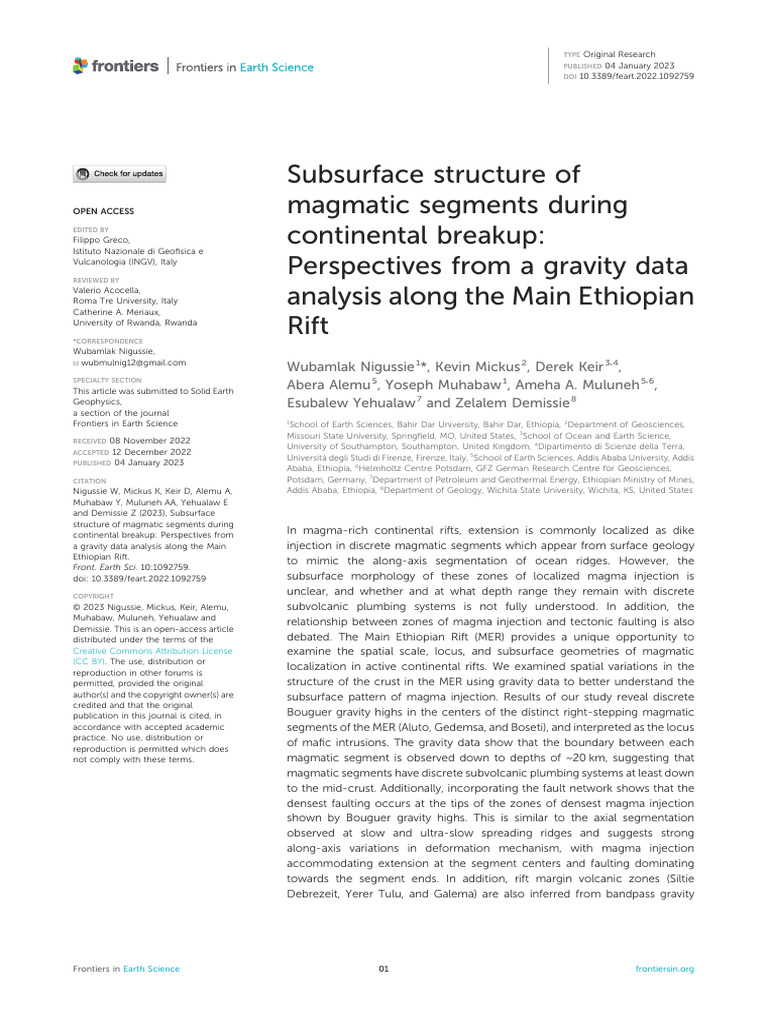 Subsurface Structure of Magmatic Segments During C | PDF | Rift | Magma