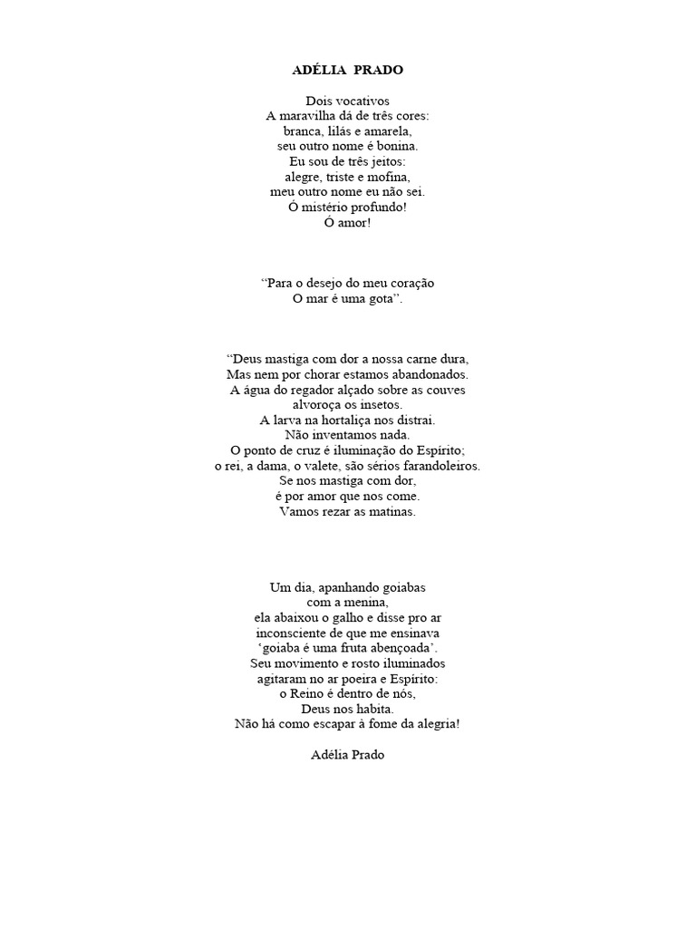 Poesias de Adelia Prado | PDF | Amor