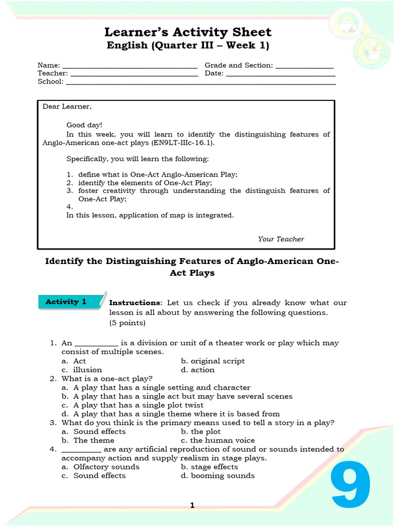 lds1 ENG9 Q3 W1 001 | PDF | Harry Potter | J. K. Rowling