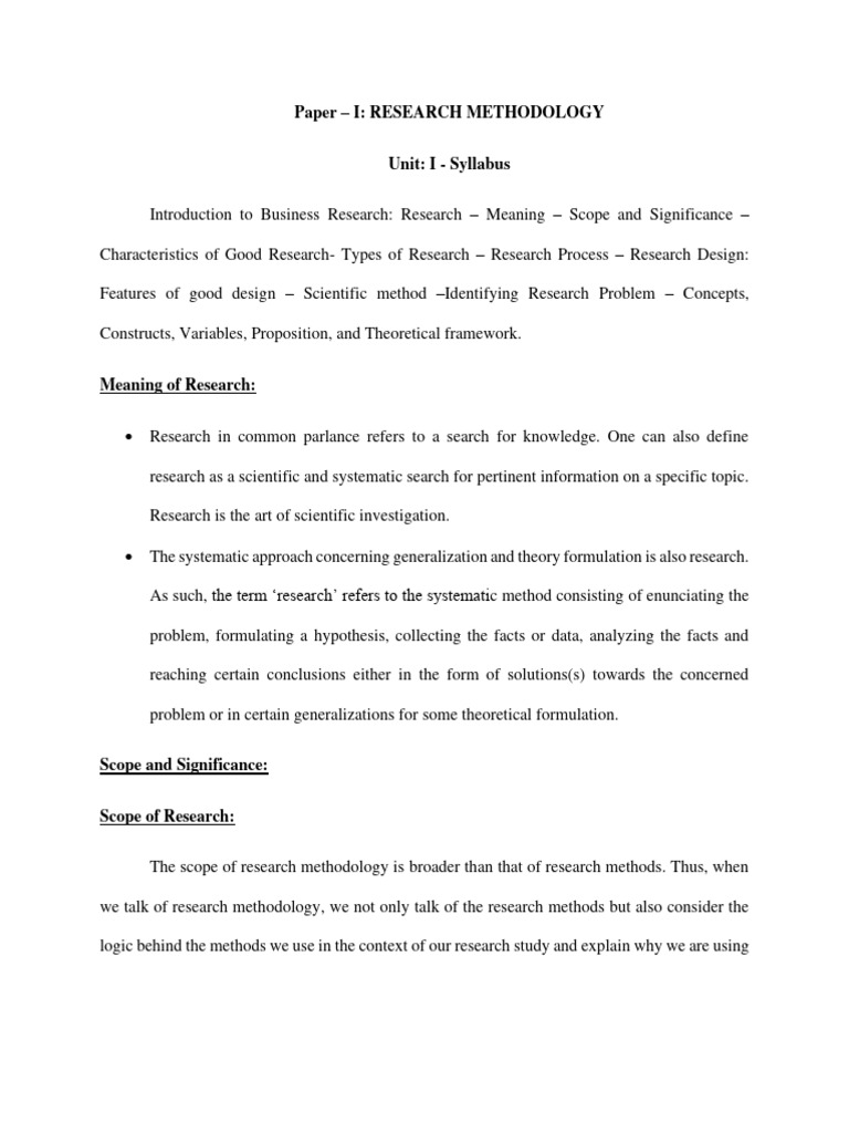 Paper-1 Research Methodology | PDF | Methodology | Hypothesis