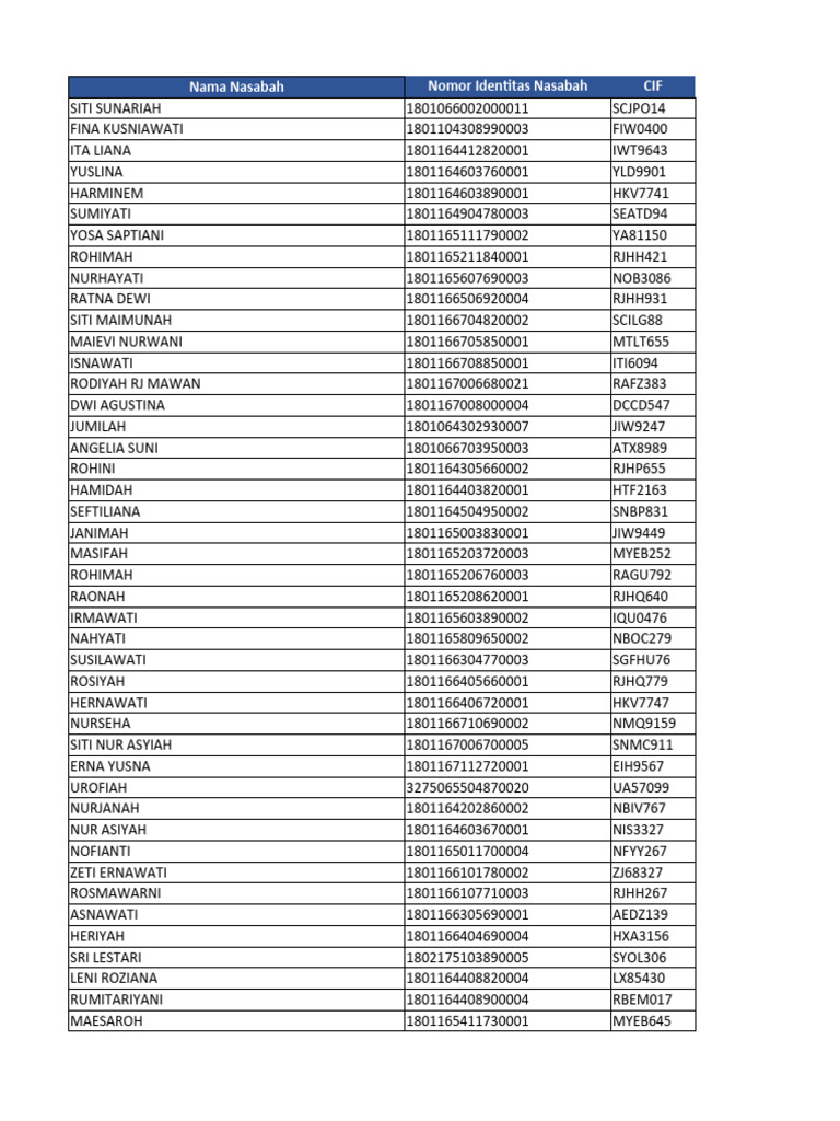 Customer Identification List | PDF