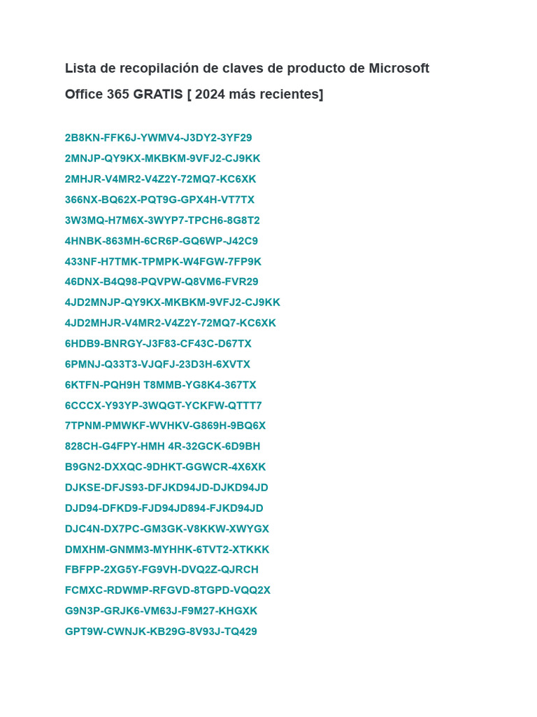 Lista de Claves de Producto de Office | PDF