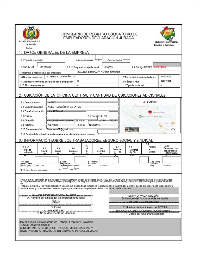 PDF Formulario Registro Obligatorio Empleadores Roe | PDF | Documento de identidad | Economias