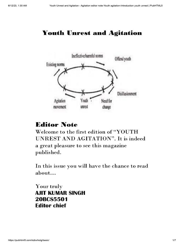 Youth Unrest and Agitation - Agitation Editor Note-Youth Agitation ...