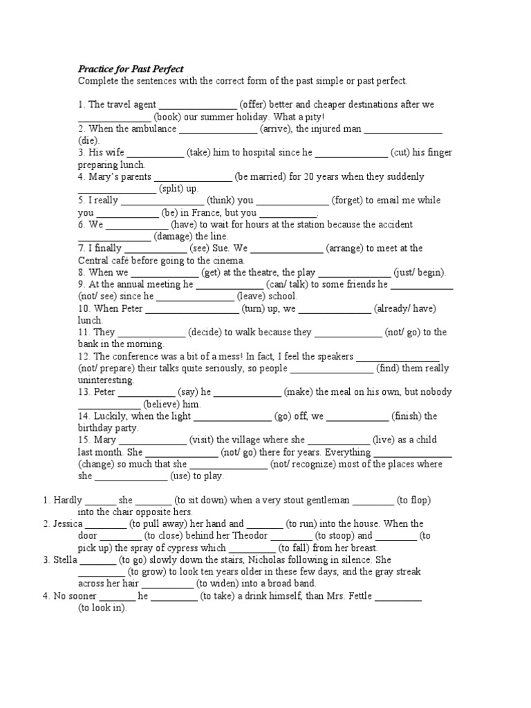 Practice For Past Perfect | PDF