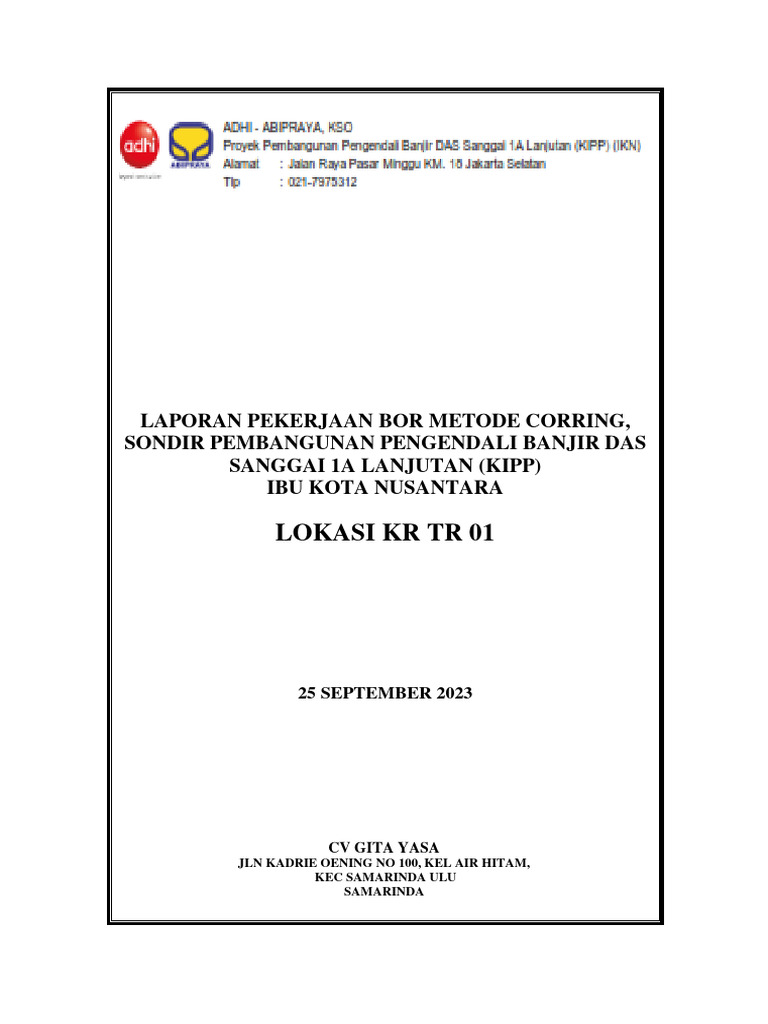 Laporan Pekerjaan Sondir DAS Sanggai | PDF