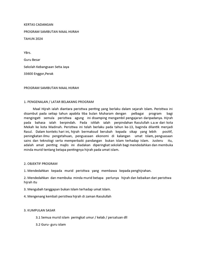 KERTAS KERJA Maal Hijrah 2024 | PDF