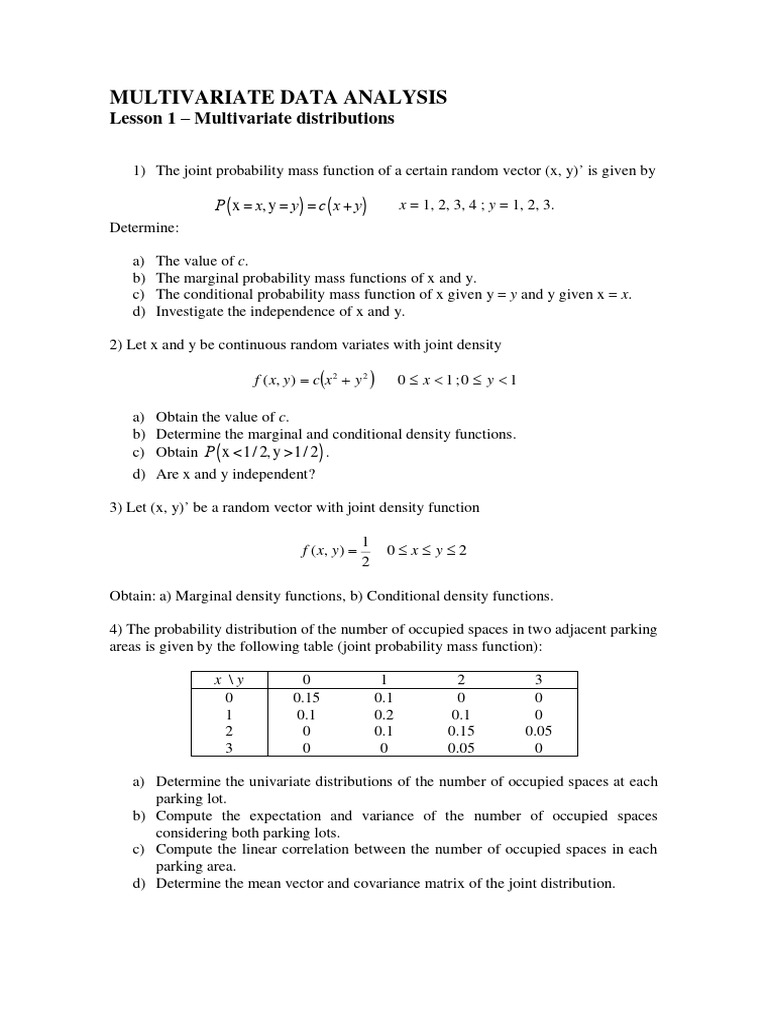 MVDA Problem Set 1 | PDF | Probability Density Function | Probability Distribution