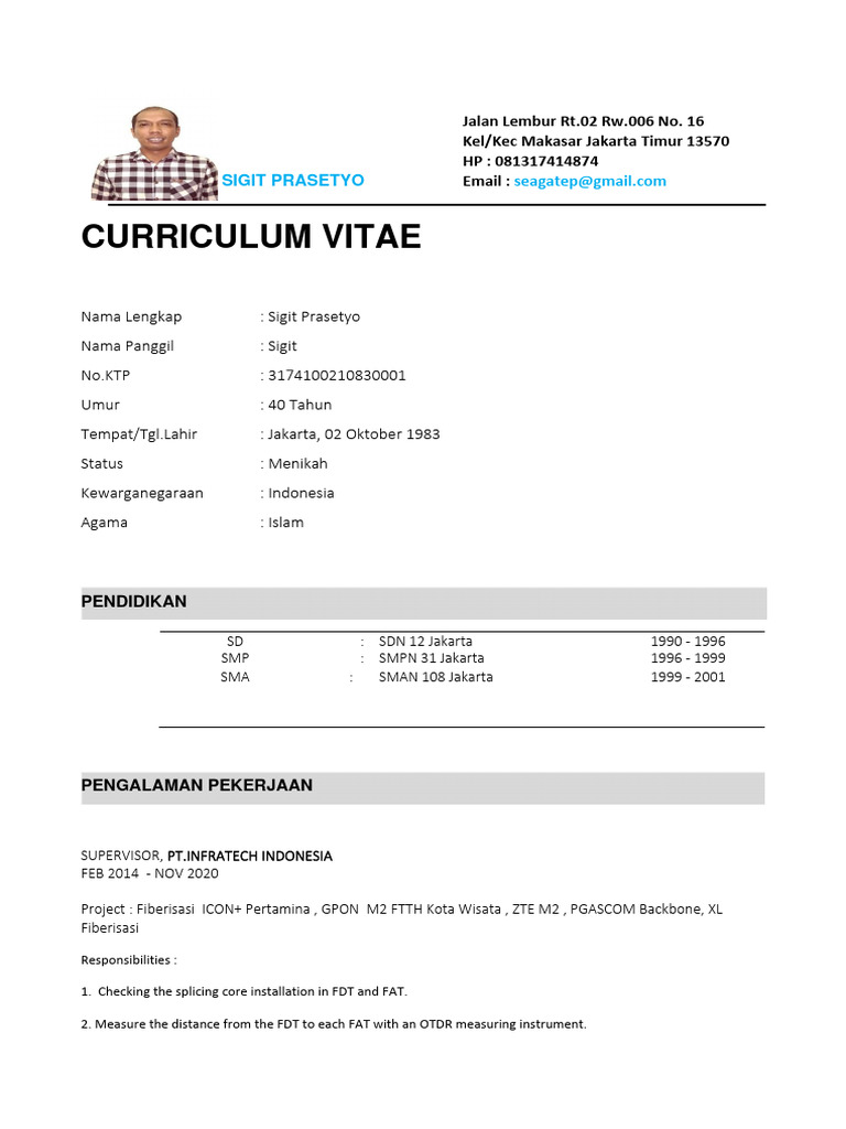 Curriculum Vitae Sigit Prasetyo | PDF