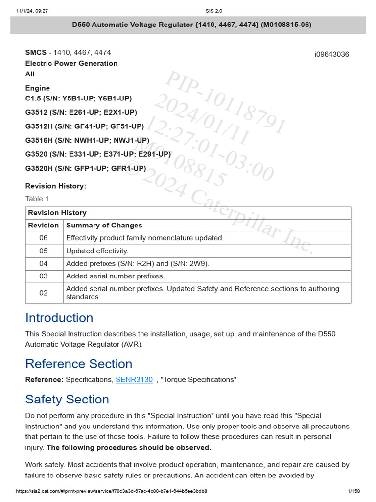 D550 Automatic Voltage Regulator (1410, 4467, 4474) (M0108815-06) | PDF ...