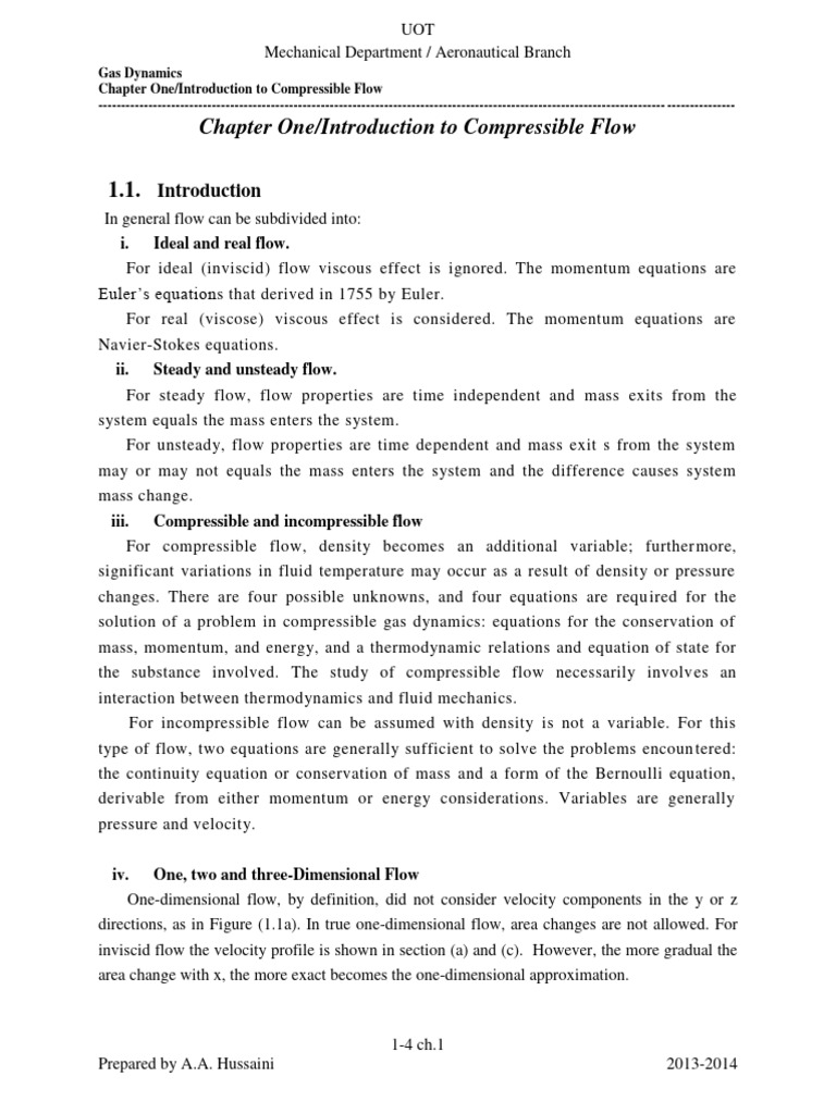 Chapter 1 Introduction To Compressible Flow | PDF | Fluid Dynamics | Gases