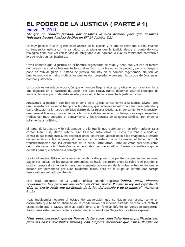 El Poder de La Justicia Part1 | PDF | Pecado | Justificación (teología)