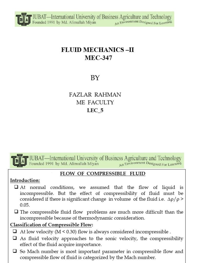 Compressible Fluid Flow | PDF | Fluid Dynamics | Physical Phenomena
