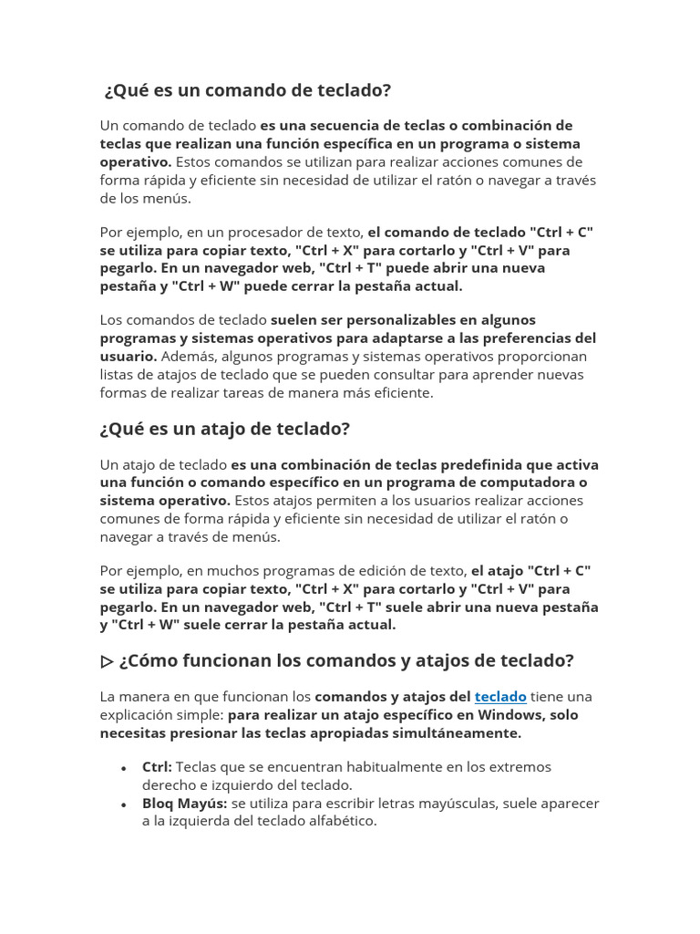 Qué Es Un Comando de Teclado | PDF | Atajo de teclado | Teclado