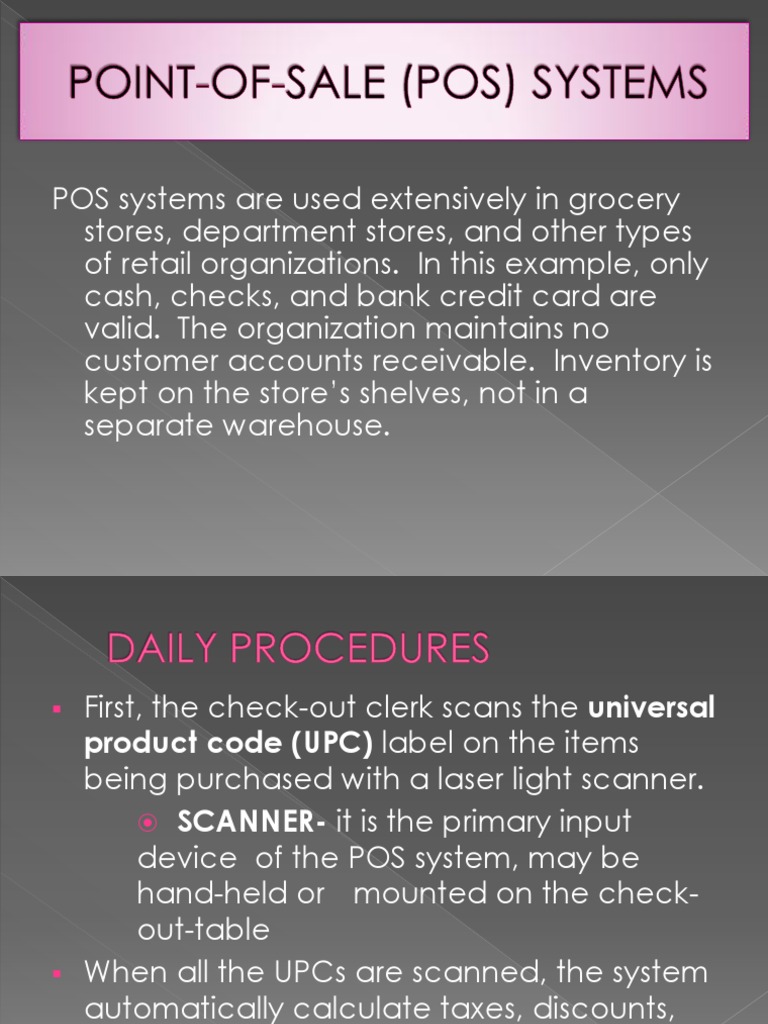 Point-Of-Sale (POS) System | PDF | Point Of Sale | Electronic Data ...