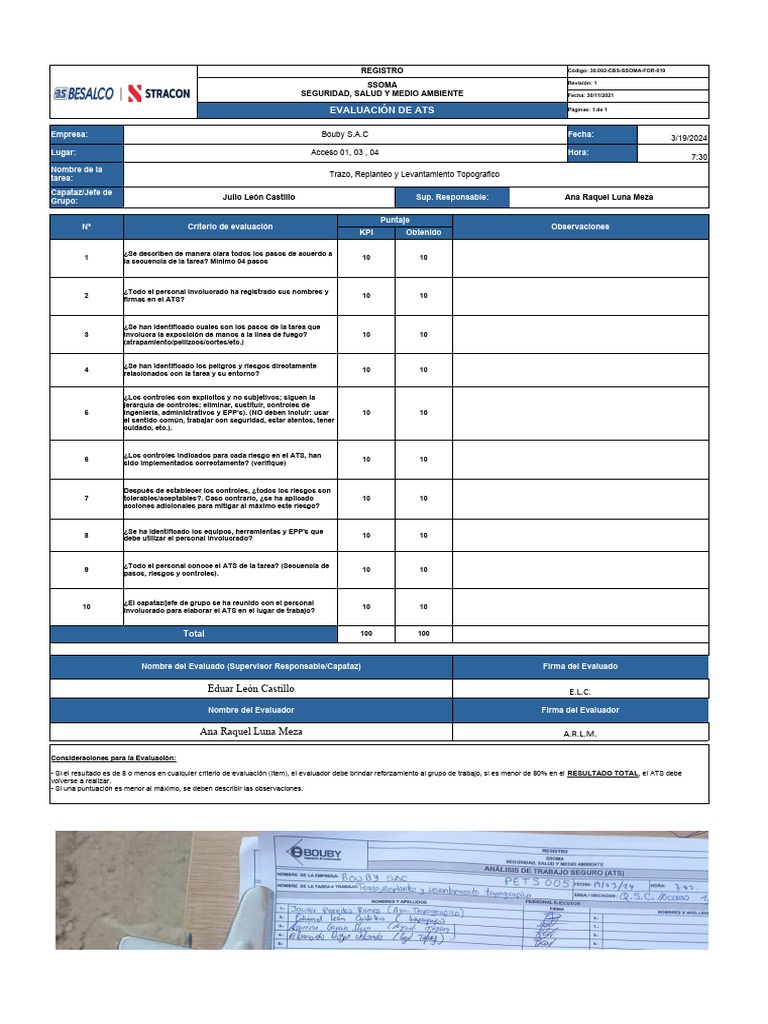 SSOMA-FOR-019_Evaluación_ATS Rev.1 | PDF