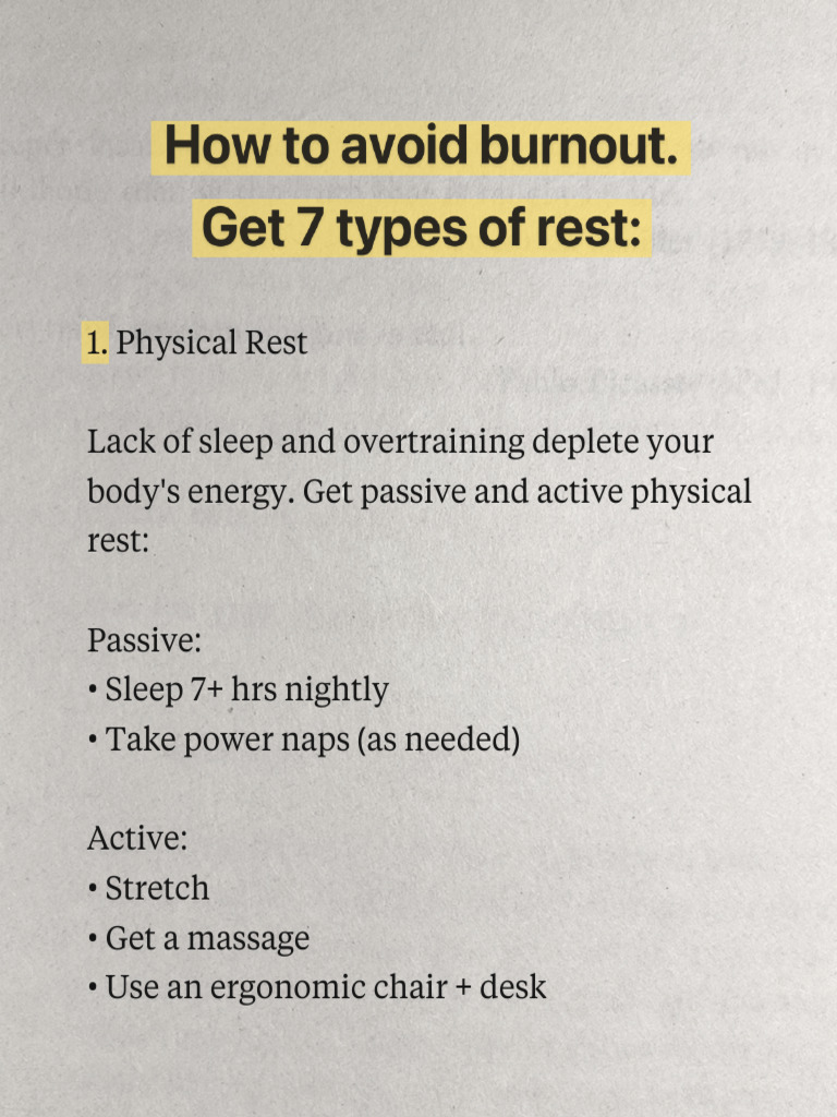 Get 7 Types of Rest To Avoid Burnout | PDF
