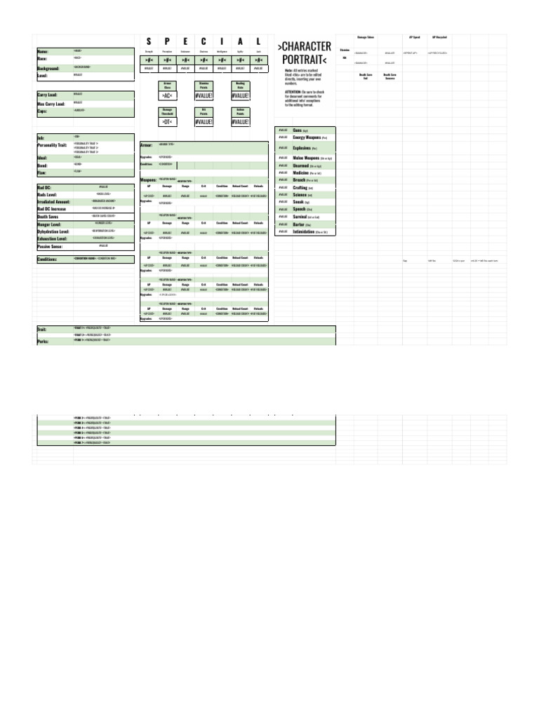 Fallout - Zero Character Sheet - Default Copy - Main Sheet | PDF