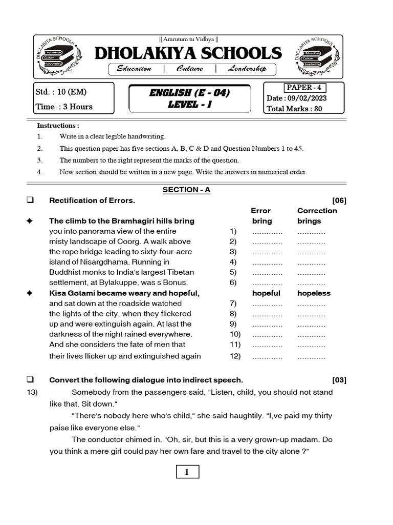 10 - English (80) Level-1 - Paper - 4 | PDF | Elections | Political Events