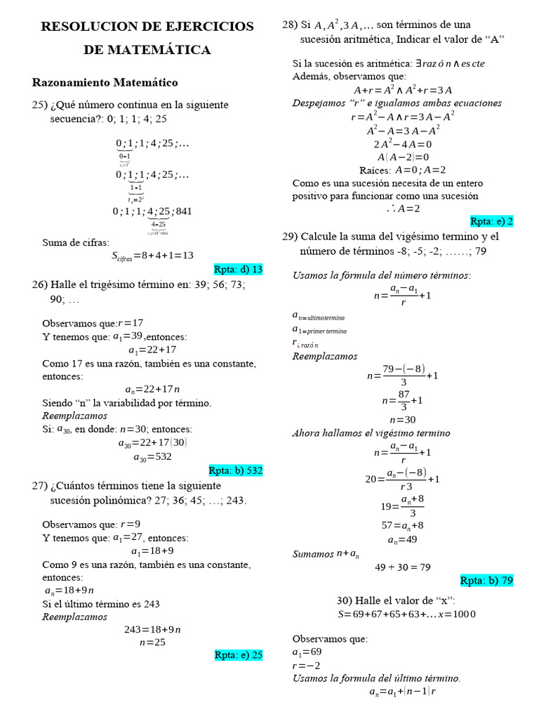 RESOLUCION_DE_EJERCICIOS_DE_MATEMÁTICA 1 | Descargar gratis PDF | Objetos matemáticos ...