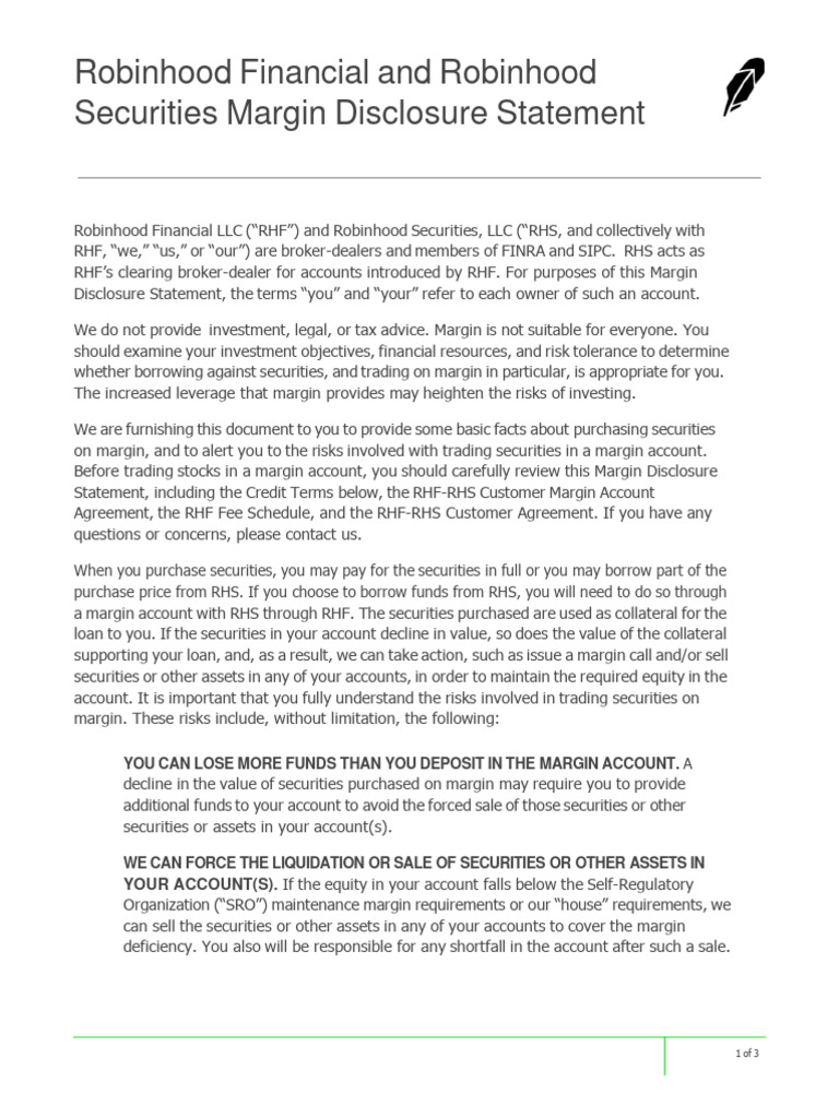 RHF and RHS Margin Disclosure Statement | PDF | Margin (Finance ...