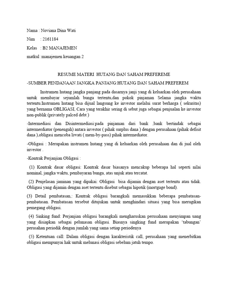 Noviana Dina Wati (2161184) - Tgs Resume Materi 9 MK 2 | PDF | Bisnis | Pengelolaan Keuangan & Uang