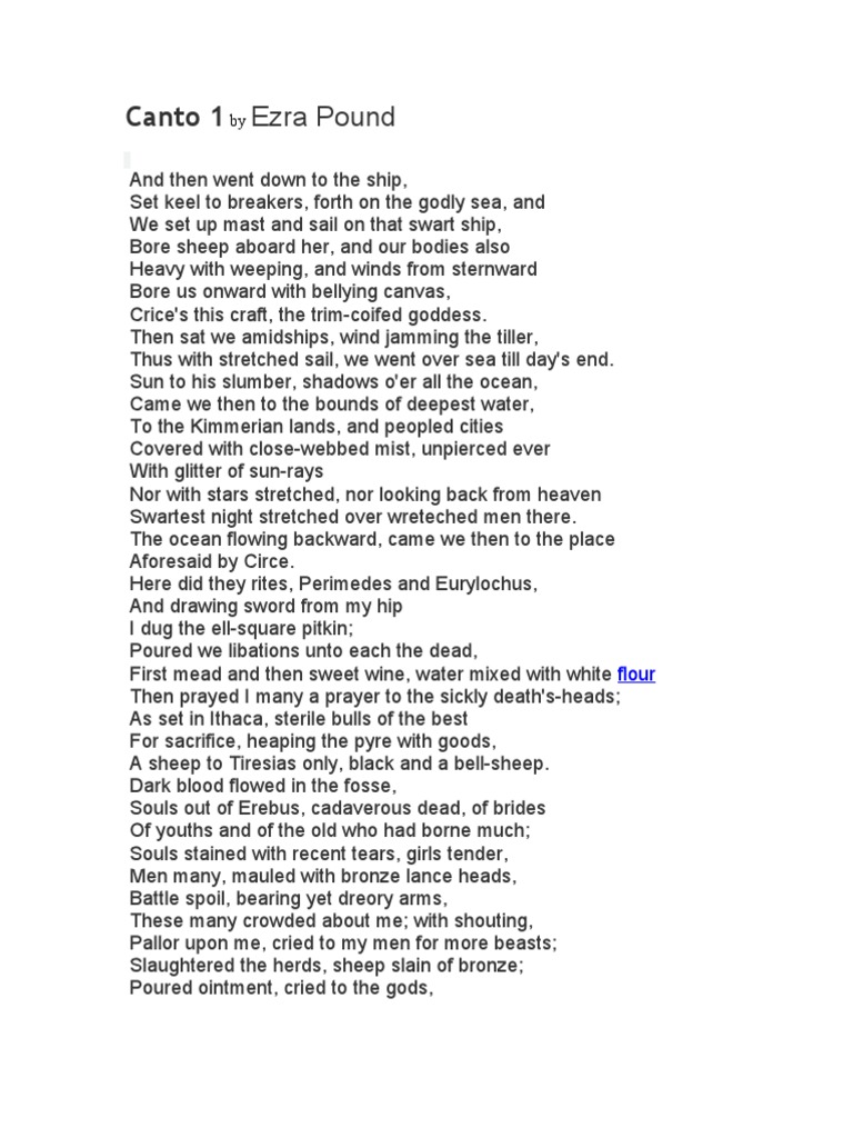 Canto 1 by Ezra Pound | PDF | Odyssey