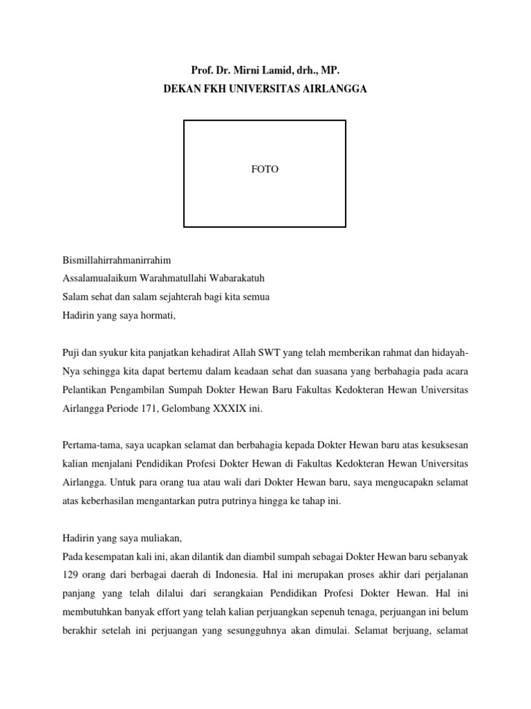 Pelantikan Dokter Hewan Baru Unair | PDF