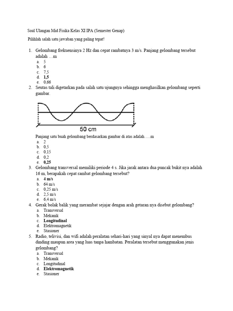 Soal Ulangan Mid Fisika Kelas XI IPA (Semester Genap) 2024 | PDF