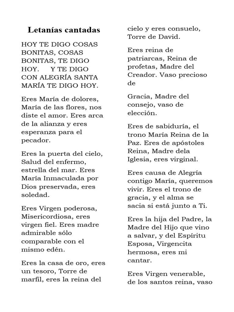 Letanías Cantadas a la Virgen María | PDF | Poesía