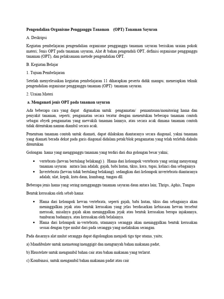Bahan Ajar Pengendalian OPT | PDF | Kesehatan Holistik