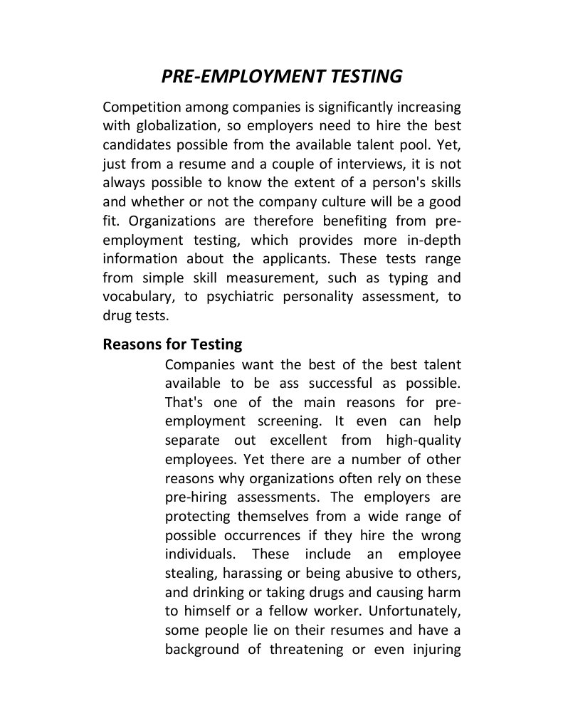 Pre Employment | PDF