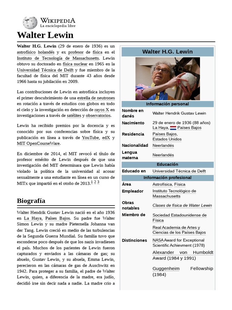 Walter Lewin: Legado y Controversia | PDF