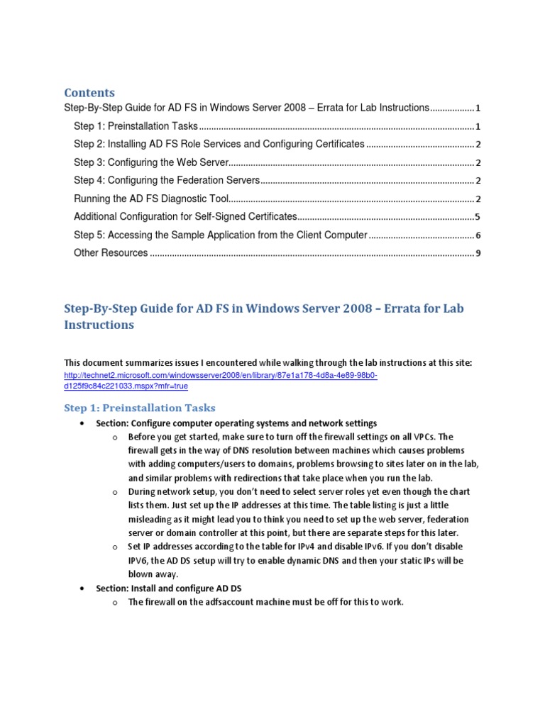 AD FS Setup Guide for Windows Server 2008 | PDF | Public Key ...