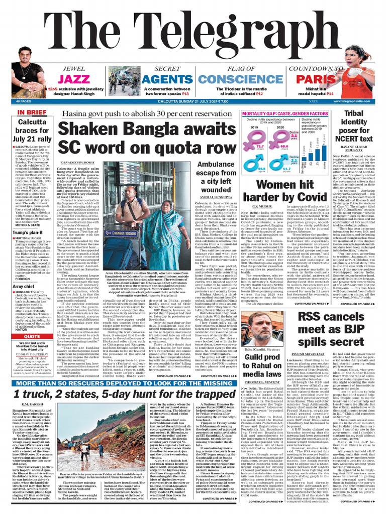 Telegraph Calcutta 21-07-2024 | PDF | Newspapers | News